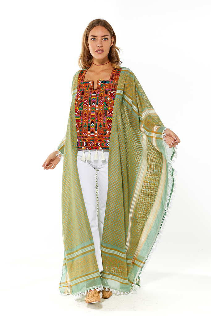 Cara Abaya Top With Embroidered Chest & Tassels Detailing – Gingerlining