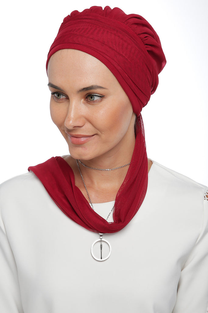 Tulle Multi-way Wrap Turban - Red – Gingerlining
