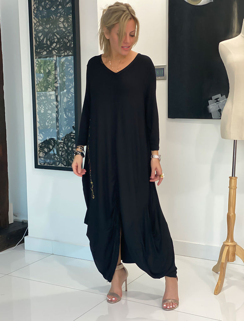 Long sleeves Calligraphy Dress - Black – Gingerlining